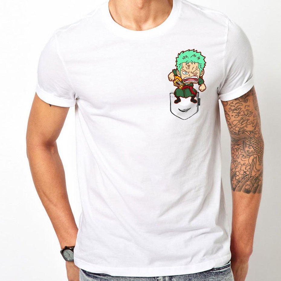 Jual Tshirt Anime Onepiece Zoro Chibi Fake pocket | Shopee Indonesia