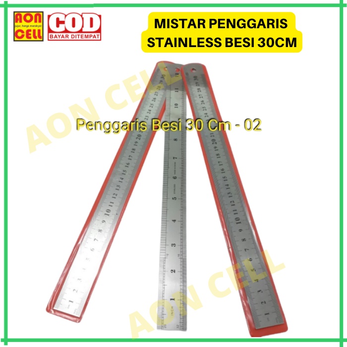 Jual penggaris besi mistar stainless 30cm 30 cm garisan stainless | Shopee Indonesia
