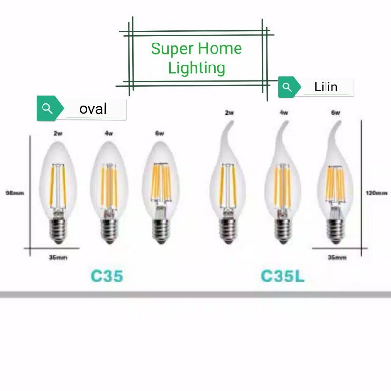 Jual Lampu Bohlam LED Candle Filament LAMPU BULB LED EDISON LED C35 ...