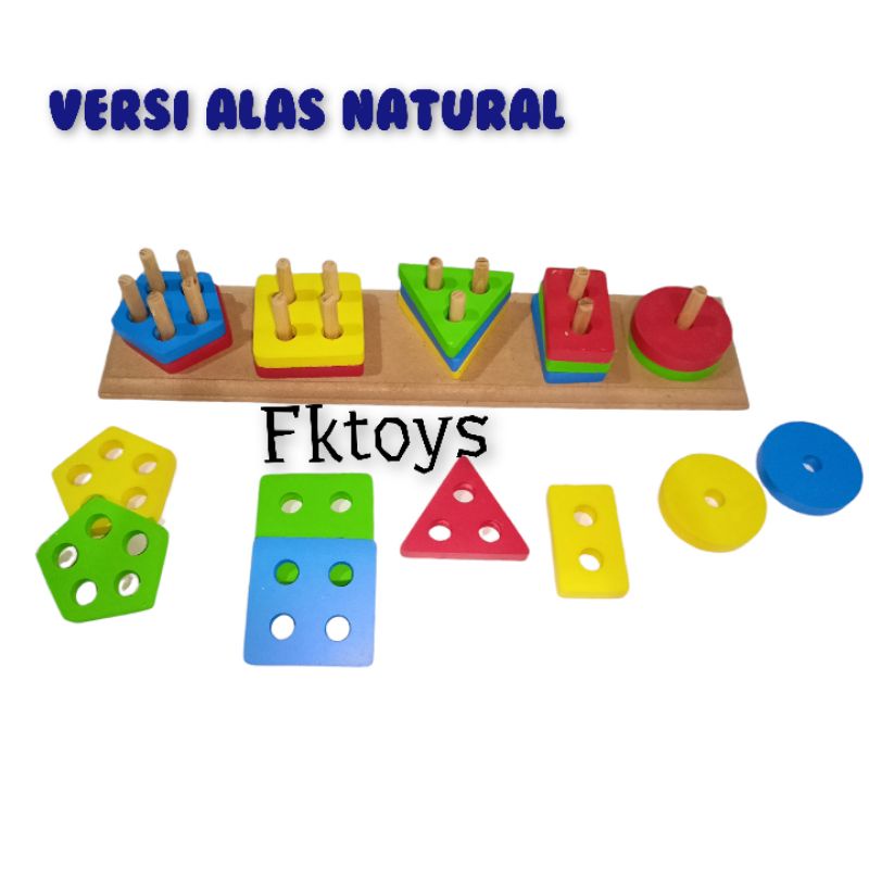 Jual Menara geometri susun 5_basic shape-mainan edukasi_mainan kayu ...