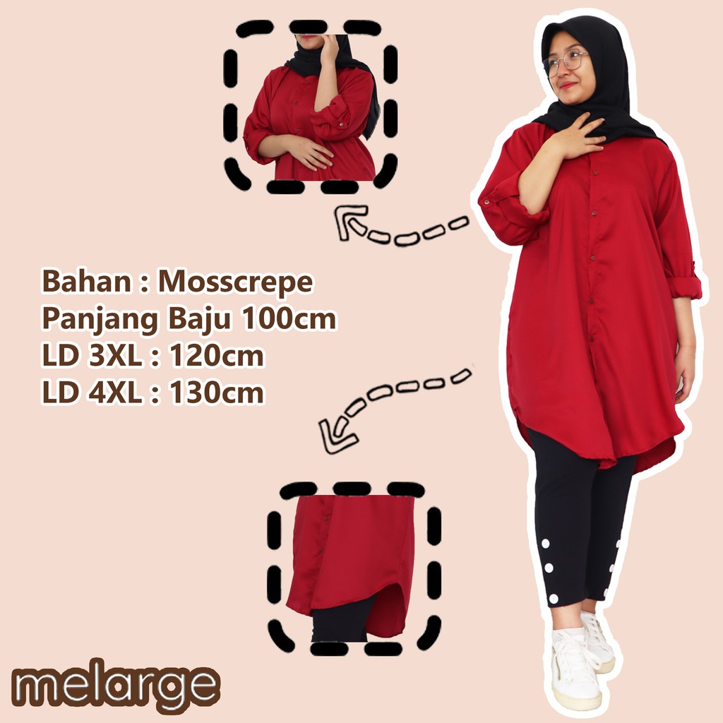 Jual BAJU TUNIK POLOS JUMBO UKURAN 3XL 3L XXXL LD 120 4XL 4L XXXXL LD 130 5XL 5L LD 140 ATASAN ...