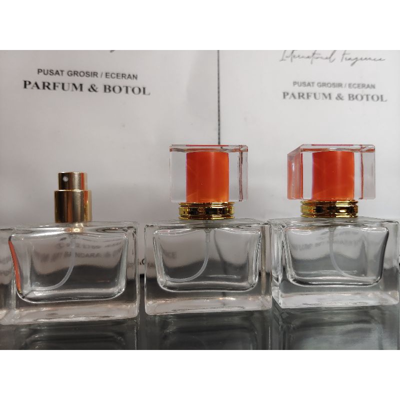Jual BOTOL 35 ML KOTAK EXCLUSIVE TUTUP CRYSTAL WARNA ORANGE - BOTOL ...