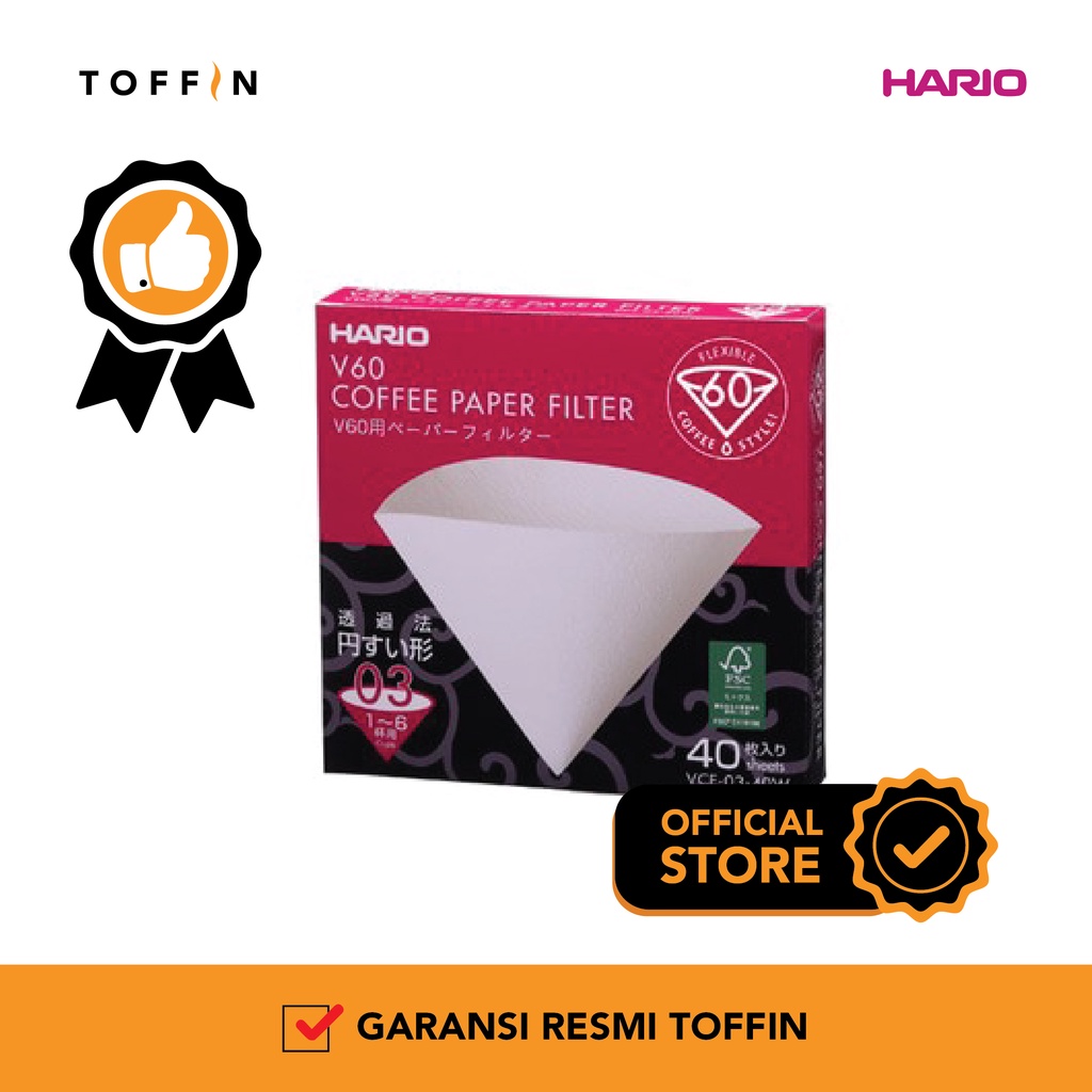 Jual HARIO Paper Filter White for 03 Dripper (VCF-03-40W) | Shopee ...