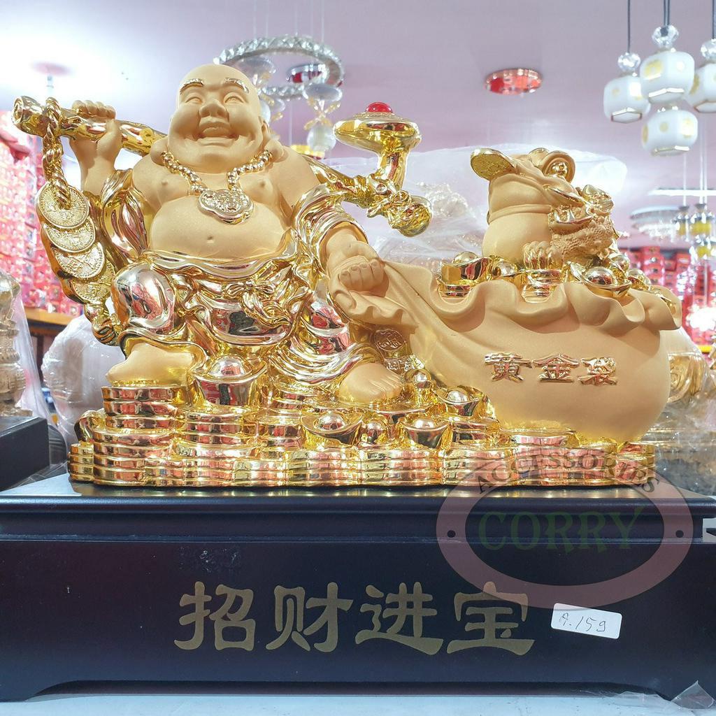 Jual Patung Budha Dewa Uang Kodok Emas 40 Cm Imlek Rejeki Gold Kayu ...