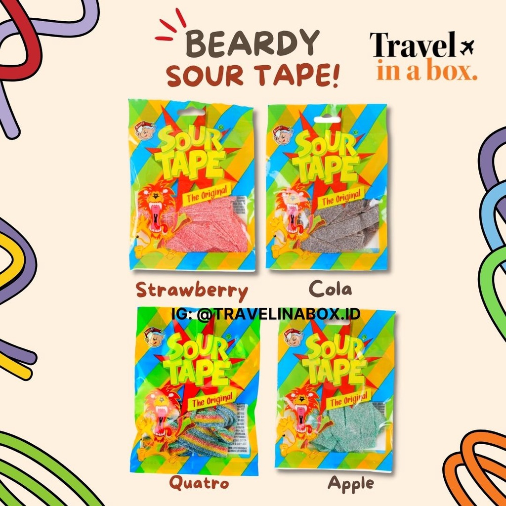 Jual BIG SALE - CUCI GUDANG - Beardy Sour Tape Apple/ Cola/ Strawberry ...