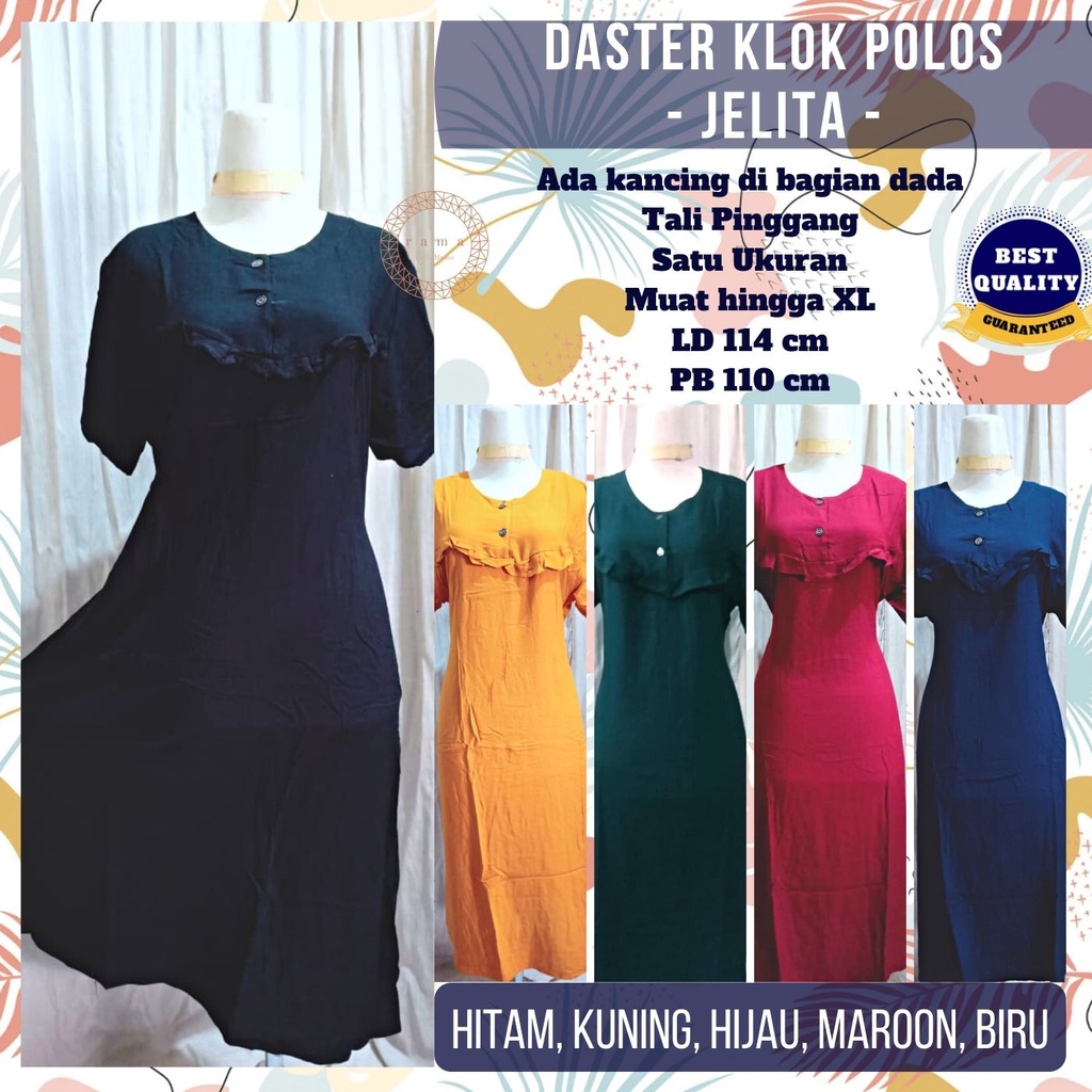 Jual Daster Klok Polos Jelita - Premium kain tebal | Rayon adem, daster ...