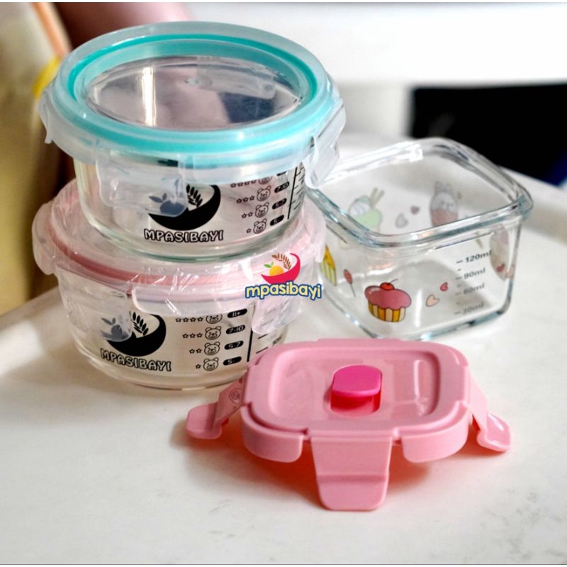 Jual Glass food container Kaca mpasi bayi 1 pc ada takaranya elegan ...