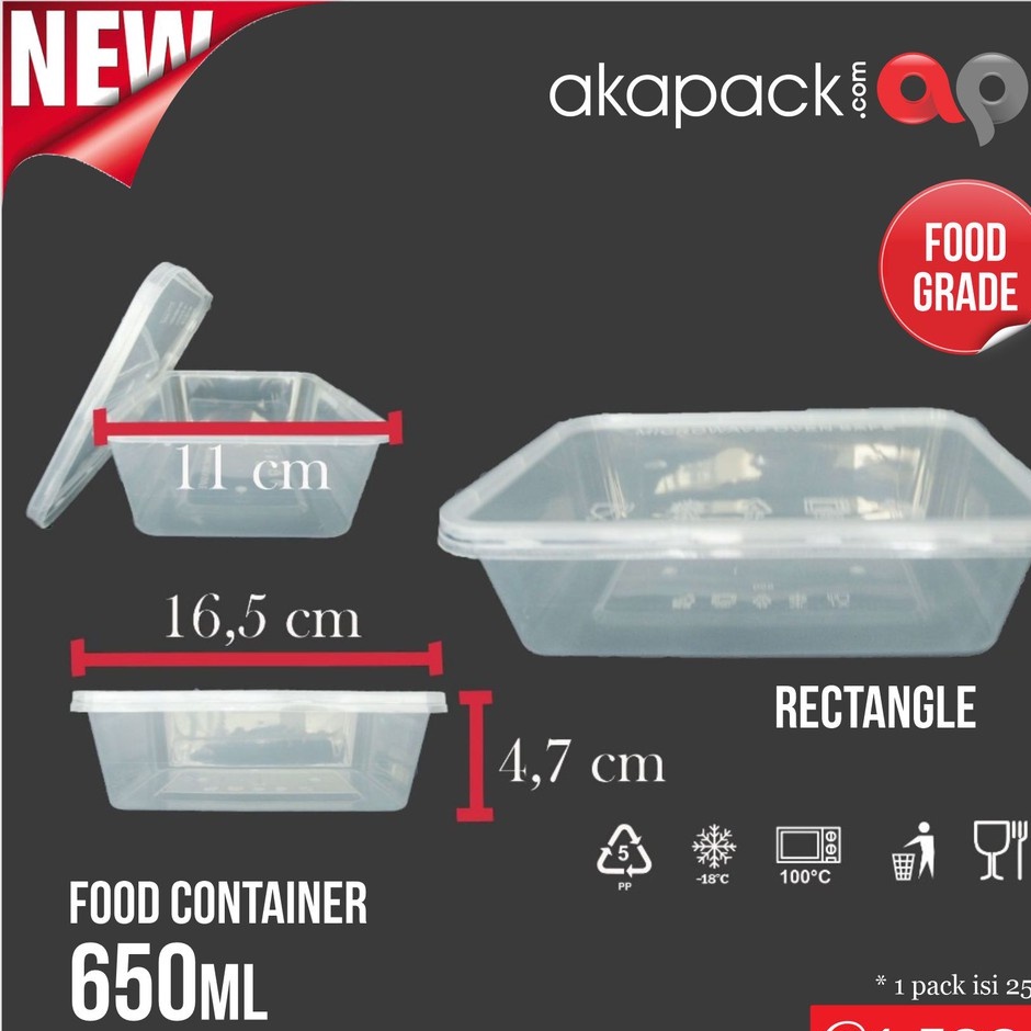 Jual FOOD CONTAINER Kotak 650ml Thinwall Rectangle 650ml | Shopee Indonesia