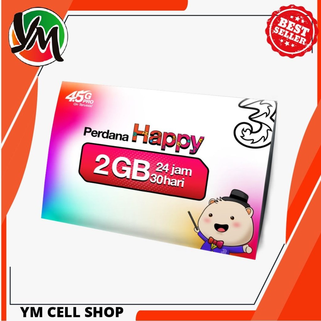 Jual KARTU PERDANA KUOTA INTERNET TRI HAPPY 4GB+ Bonus Kuota 30 HARI | Shopee Indonesia