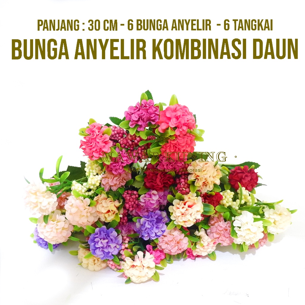Jual [ 6 Tangkai ] Artifisial Bunga Anyelir Kombinasi Daun / Artifisial ...