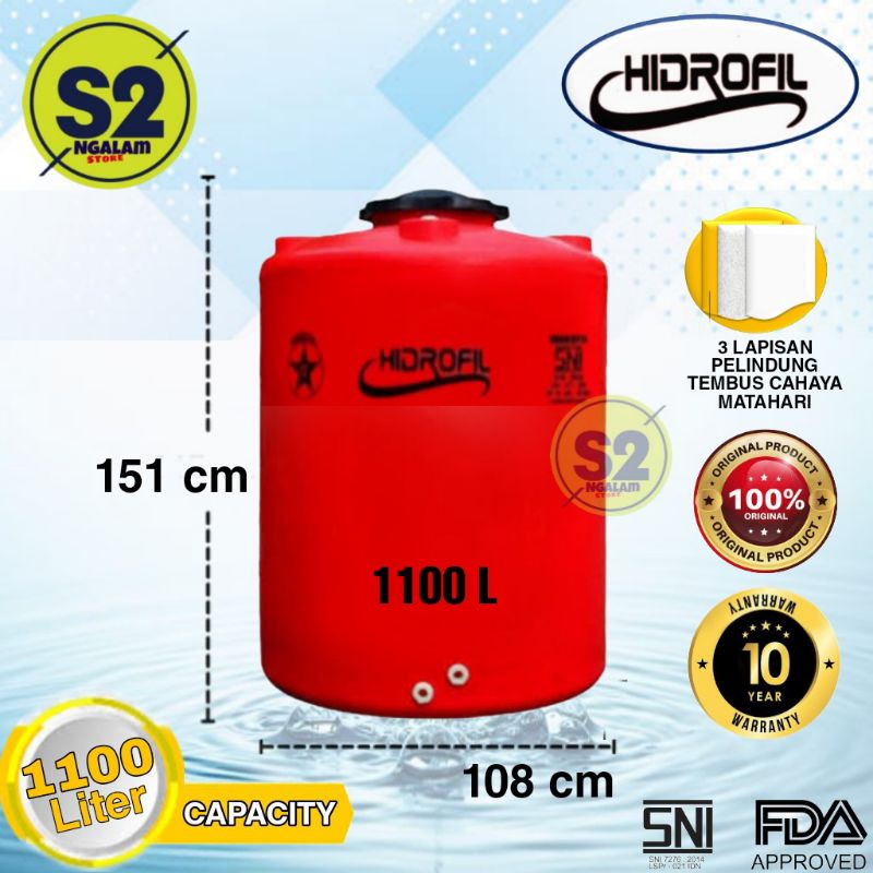 Jual Tandon Air /Toren Air /Tangki Air - HIDROFIL 1100 Liter (Invoice ...