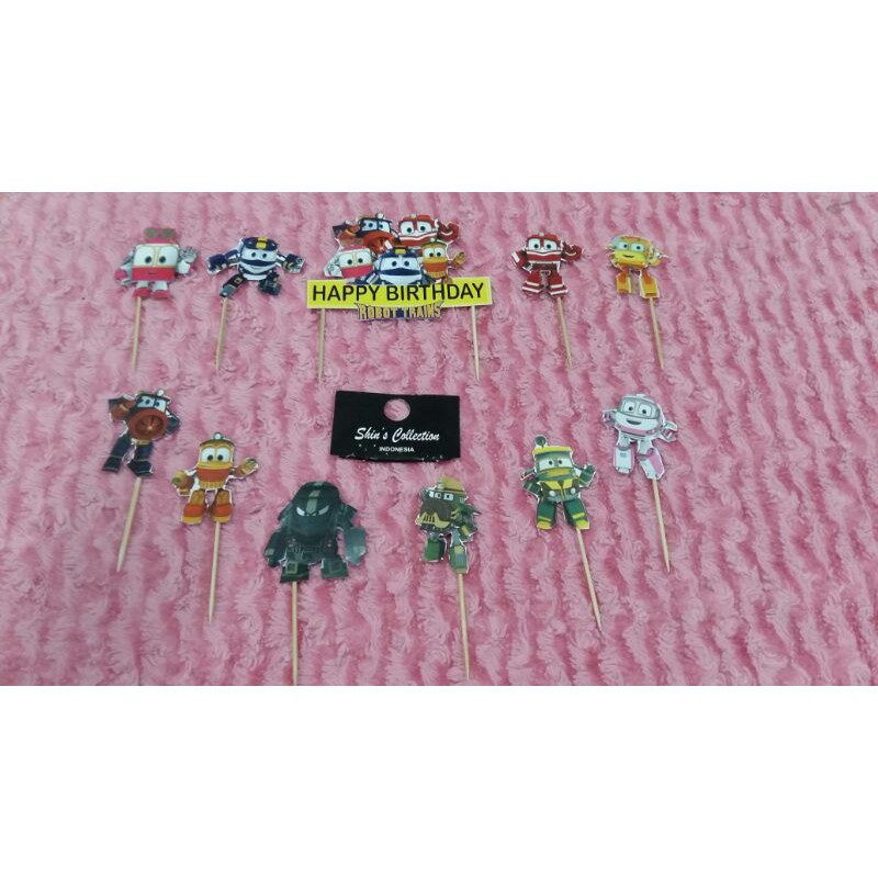 Jual Cake topper Robot trains 1set isi 11 pcs | Shopee Indonesia