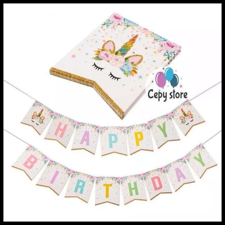 Jual BANNER HAPPY BIRTHDAY / BUNTING FLAG ULANG TAHUN UNICORN SPARKLING ...