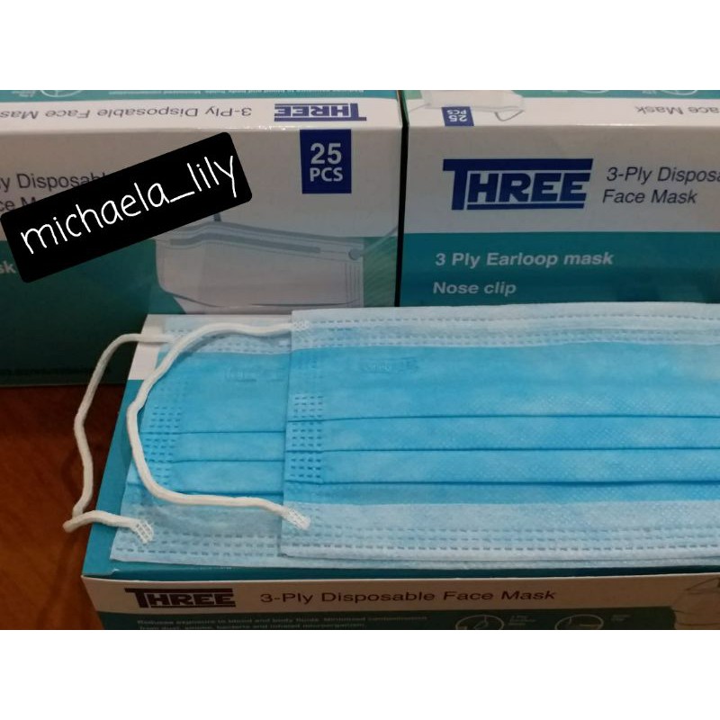 Jual Masker 3 ply merk THREE isi 25 pcs/ box | Shopee Indonesia