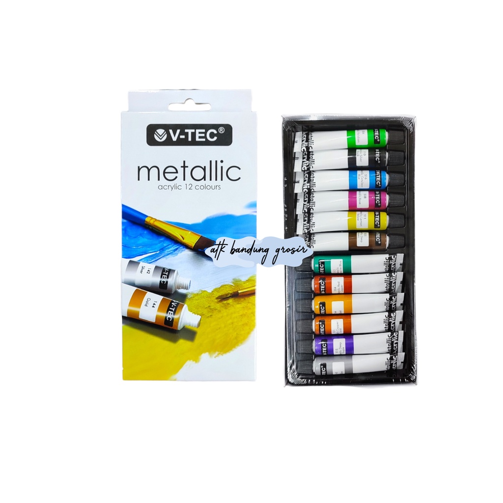 Jual Cat Akrilik Metalik V-TEC ACRYLIC METALLIC MA-612 6 ML 12 WARNA ...