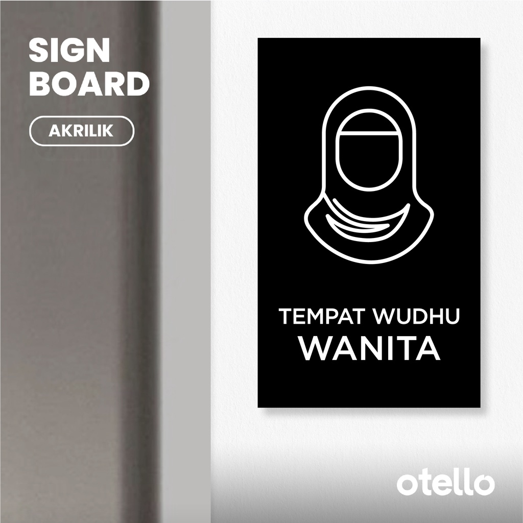 Jual Otello Tempat Wudhu Wanita Sign Board Acrylic Print Label Tempel ...
