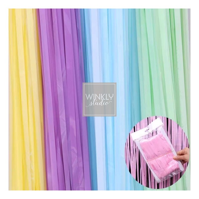 Jual Tirai Foil Pastel Macaron Slinger Backdrop Rumbai Curtain 2 meter ...