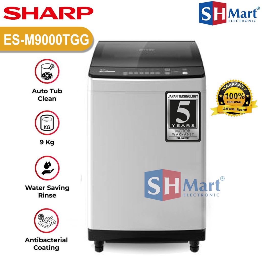 Jual MESIN CUCI SHARP 1 TABUNG 7 KG ESM-7000P-GG / 8 KG ESM-8000T-GG / 9 KG ES-M9000T-GG NEW ...