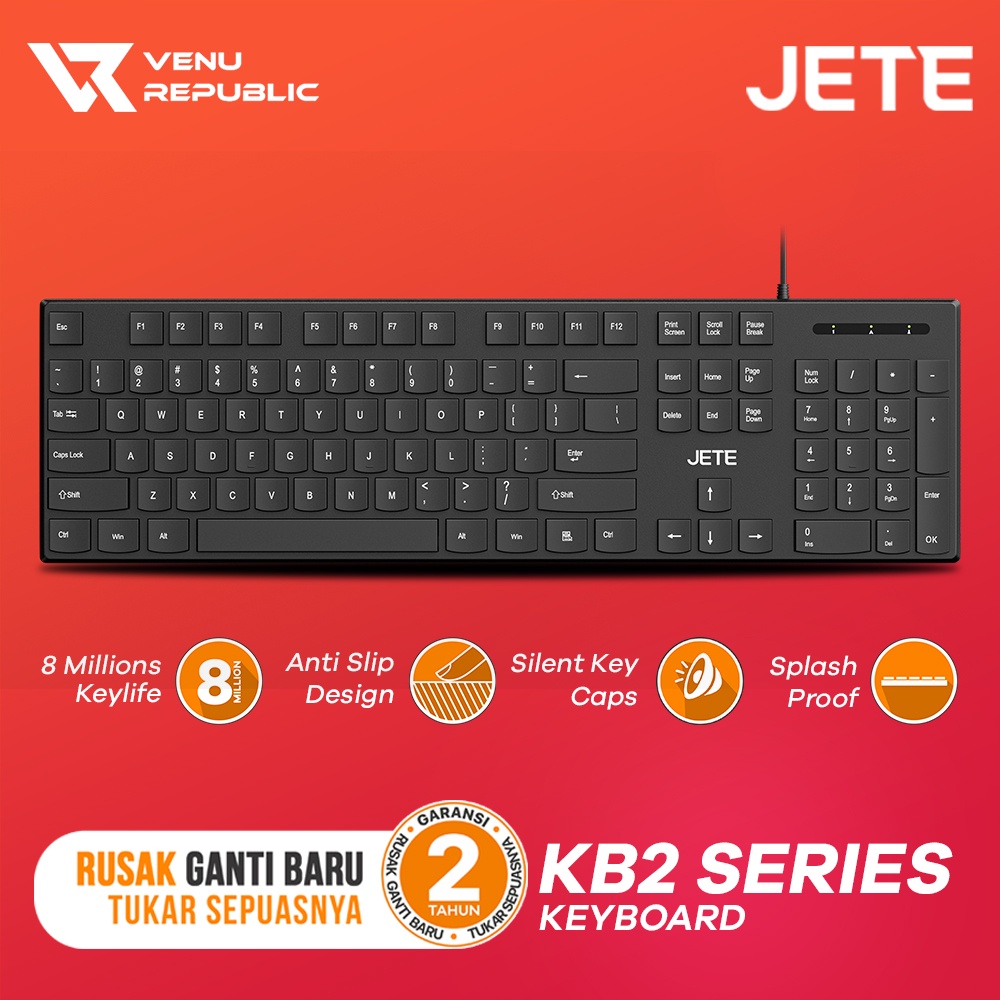 Jual Keyboard USB Slim JETE KB2 Silent Key Original - Garansi Resmi 2 ...