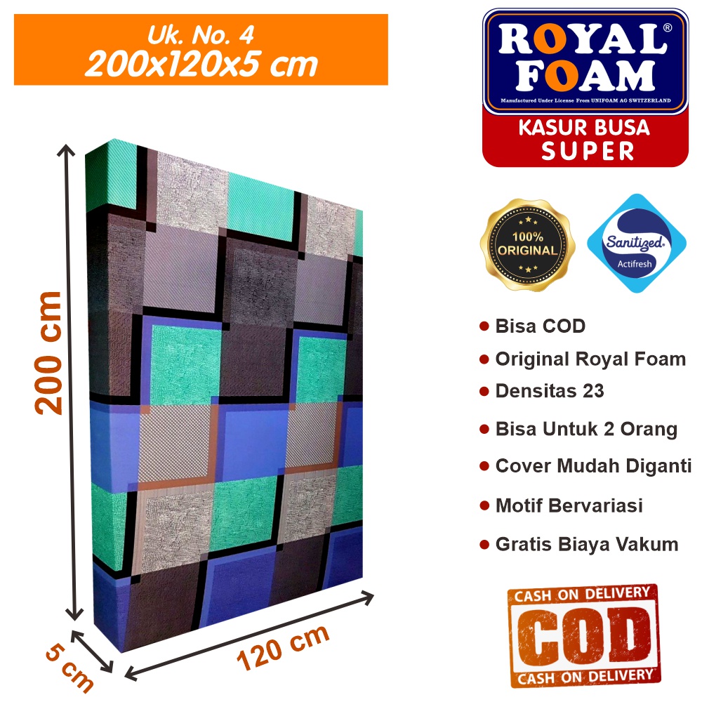 Jual Kasur Busa Royal Foam Ukuran No 4 200x120x5 cm Tebal 5 cm D23 ...