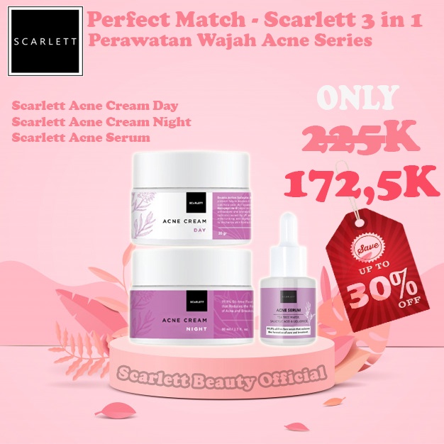 Jual PAKET SCARLETT 3 IN 1 ACNE SERIES (ACNE CREAM + ACNE SERUM ...