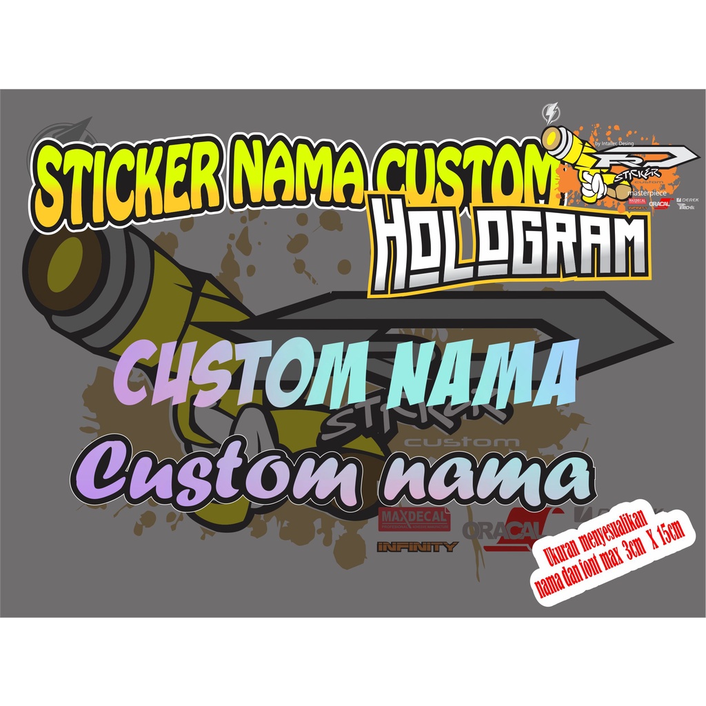 Jual STIKER NAMA HOLOGRAM ! CUTTING STIKER CUSTOM NAMA | Shopee Indonesia