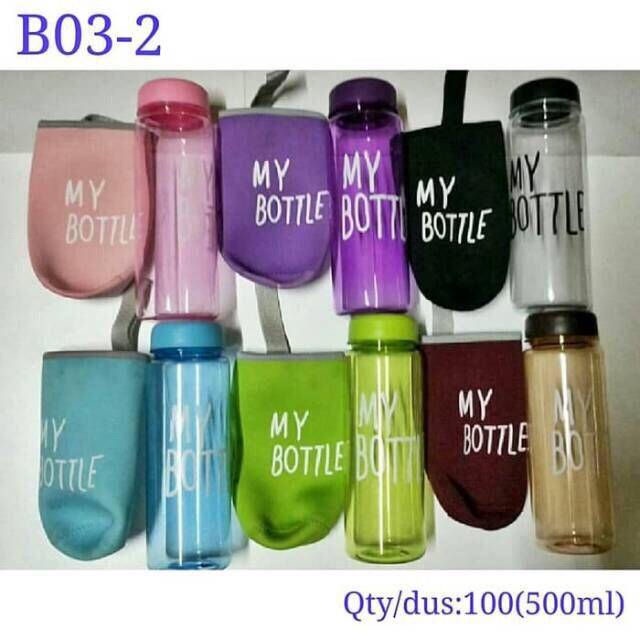 Jual Botol Minum Bening Warna dengan Pouch Sarung MY BOTTLE (500 ml ...
