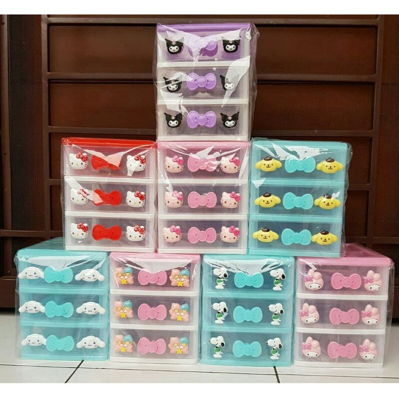 Jual Laci Plastik Mini Susun 3 Hello Kitty, My Melody, Little Twin Star, Cinnamoroll, Pompurin ...