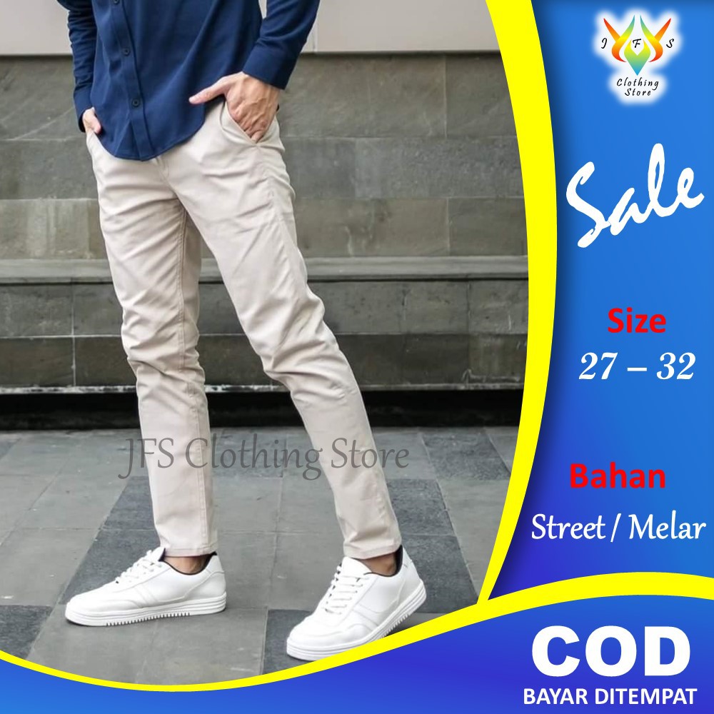 Jual Celana Chino Slim Fit Panjang Pria Cowok Reguler Distro Cream Jumbo Murah Chinos Casual ...