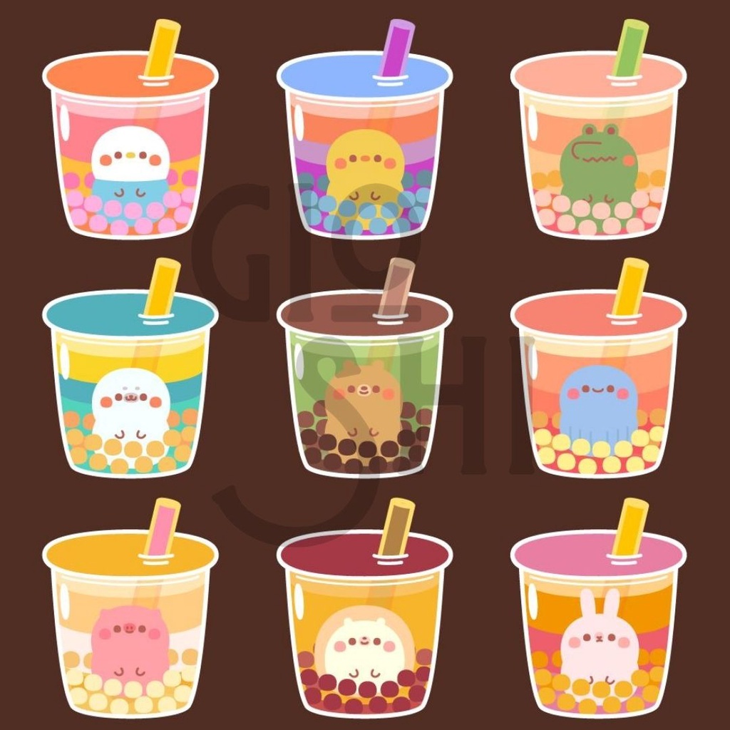 Jual sticker aesthetic boba cute by gioshi.store | Shopee Indonesia
