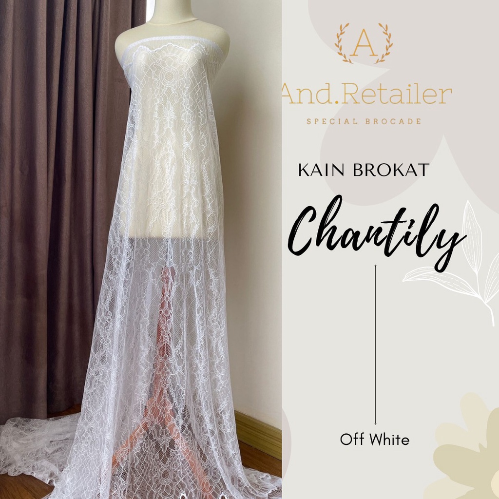 Jual Kain Brokat Lace Panel Chantily Shantily Semi France Warna Off ...