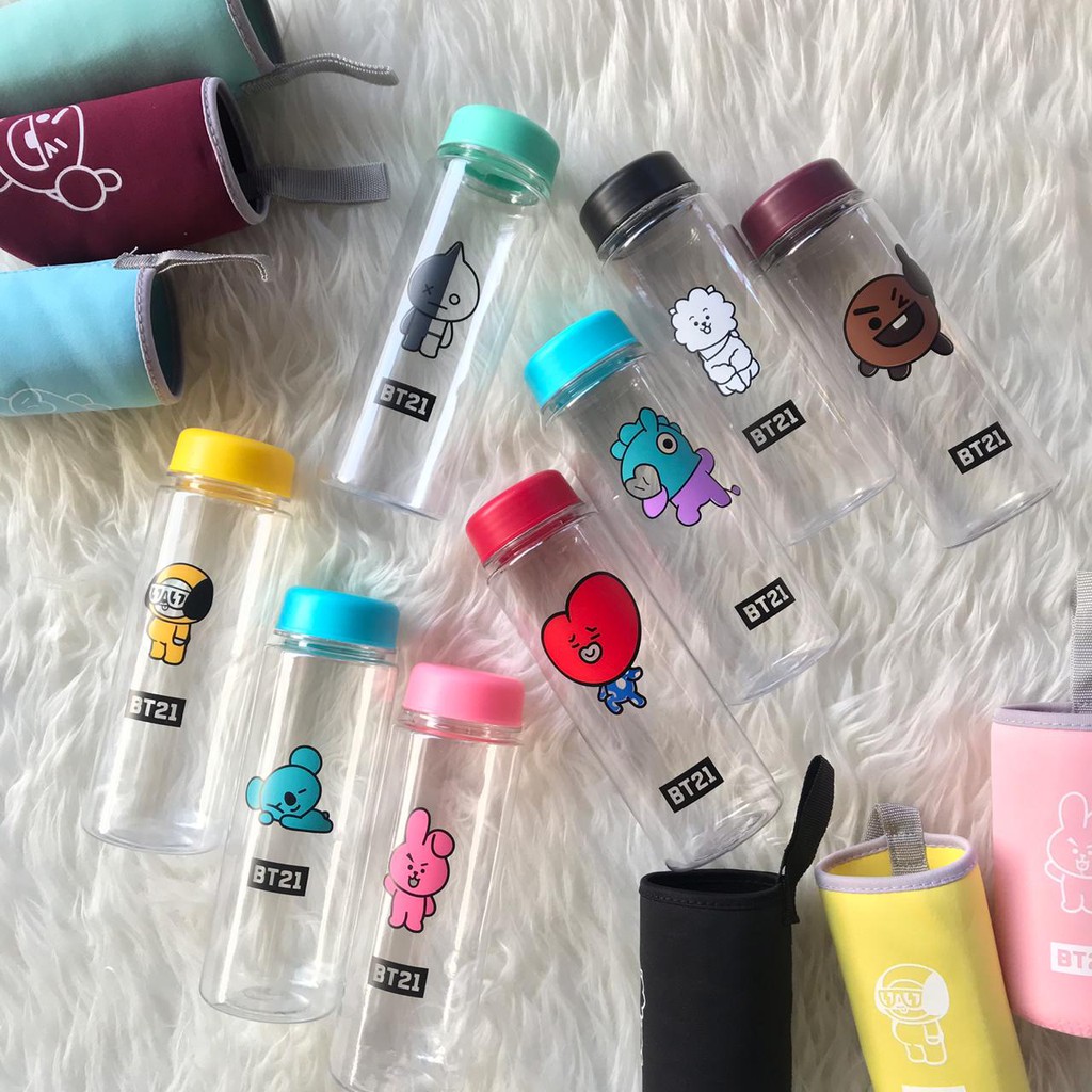 Jual Botol BT21 Botol Minum 500ml Free Pouch Warna | Shopee Indonesia