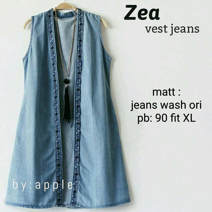 Jual Rompi Denim Wanita Rompi Fashion Muslim Zea Vest Jeans Lh | Shopee ...