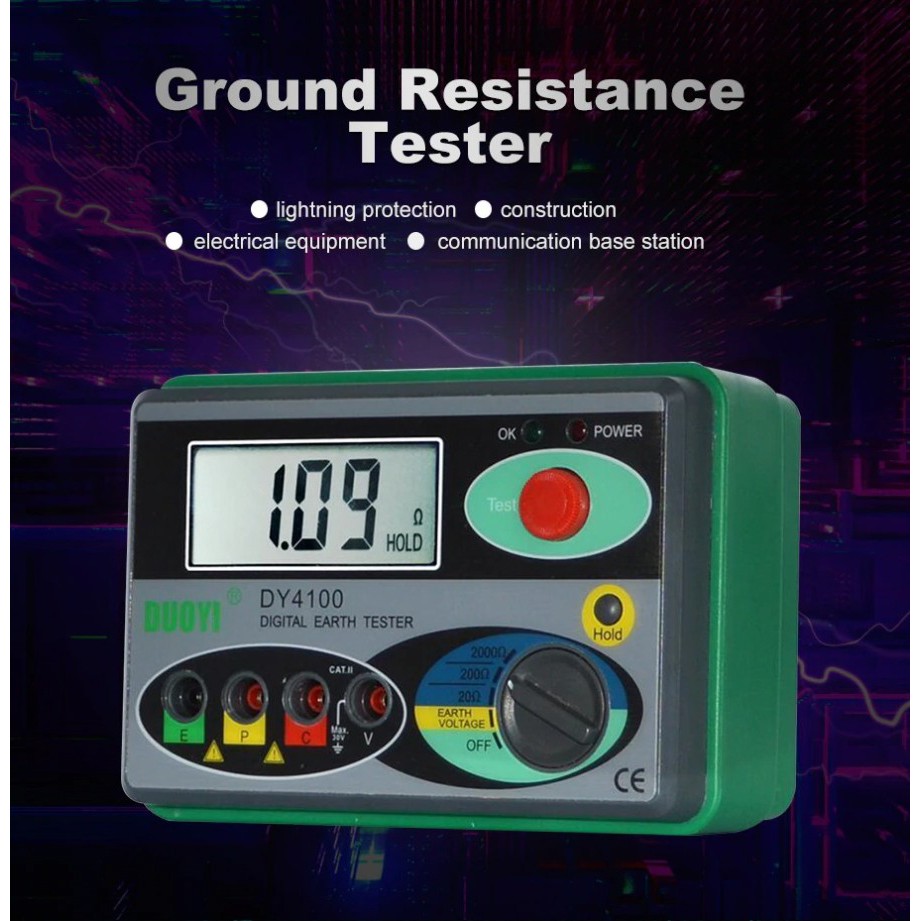 Jual Digital Megger Earth Tester DY4100 Ground Resistance Meter 0-2000 ...