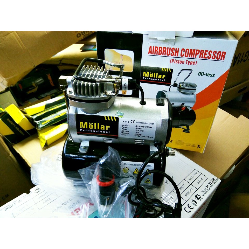 Jual Kompresor Mini Airbrush Oiless Plus Tabung 3L Mollar TC20T 150w ...