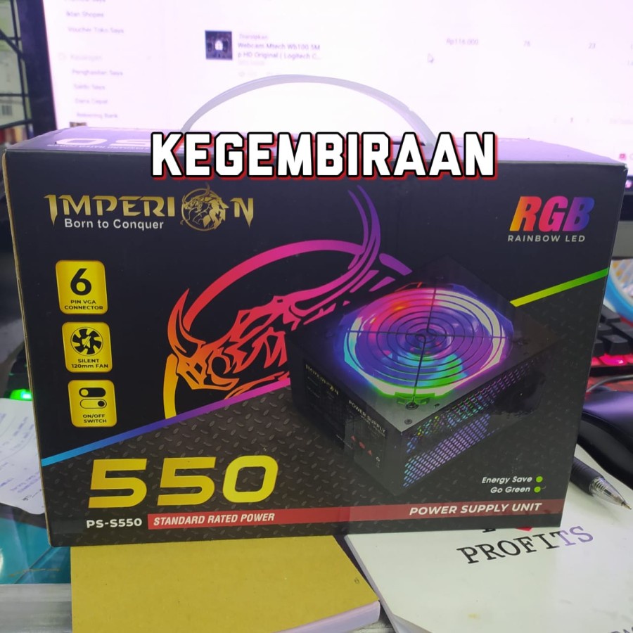 Jual NEW Imperion 550w LED RGB 6 PIN Power Supply Gaming PSU ATX 550 ...