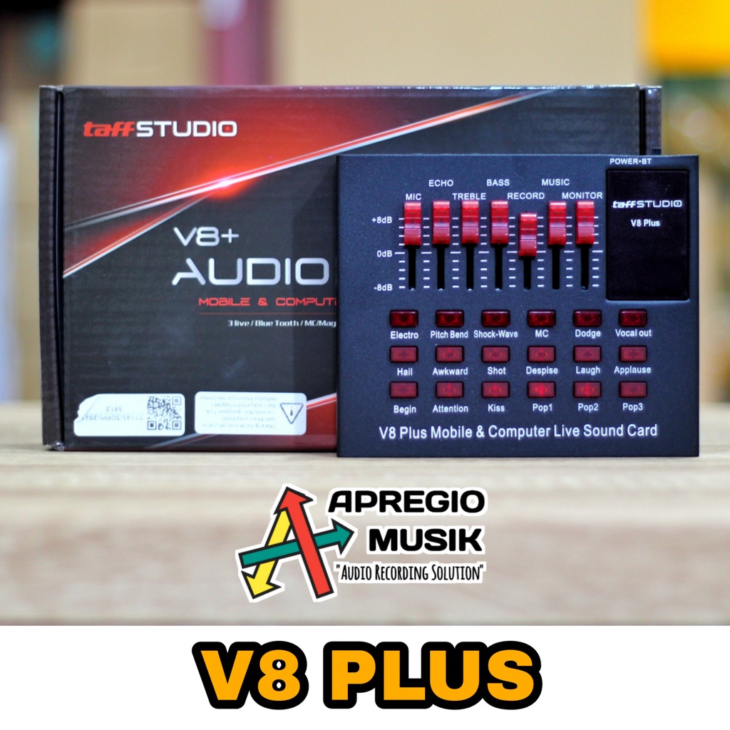 Jual TAFFstudio v8 plus original soundcard hape mini mixer | Shopee ...
