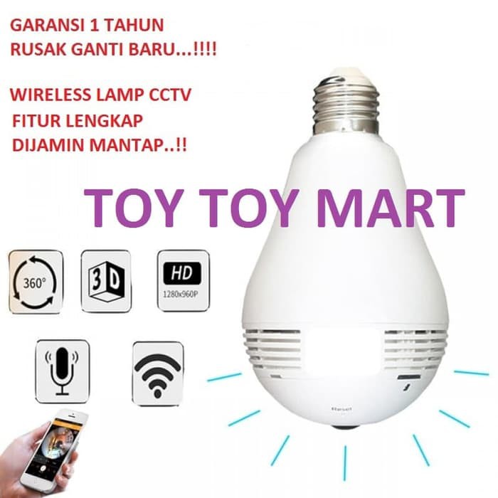 Jual CCTV LAMPU/CCTV Bulb Camera IP Camera 360 view Panorama Night ...