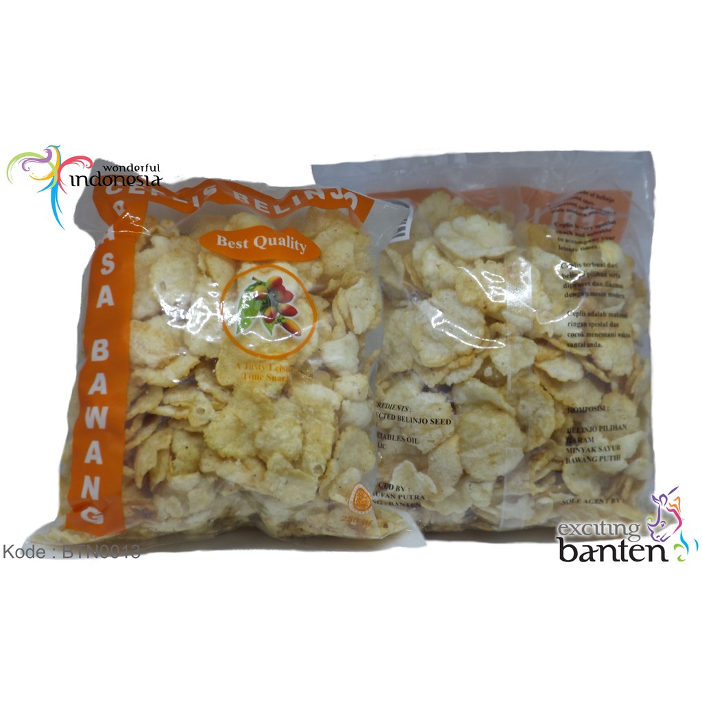 Jual Ceplis Belinjo rasa bawang, Oleh oleh khas Banten 250g | Shopee ...