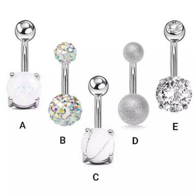 Jual 1PCS Anting Puser Belly Button Navel Round Zircon Piercing ...