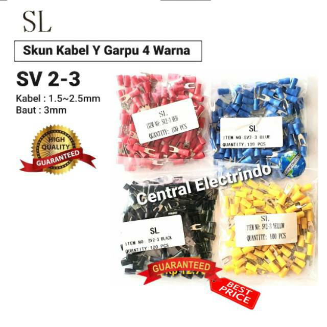 Jual Skun Kabel Y Garpu SV 2-3 Kabel 1.5~2.5mm Baut 3mm SL. | Shopee Indonesia