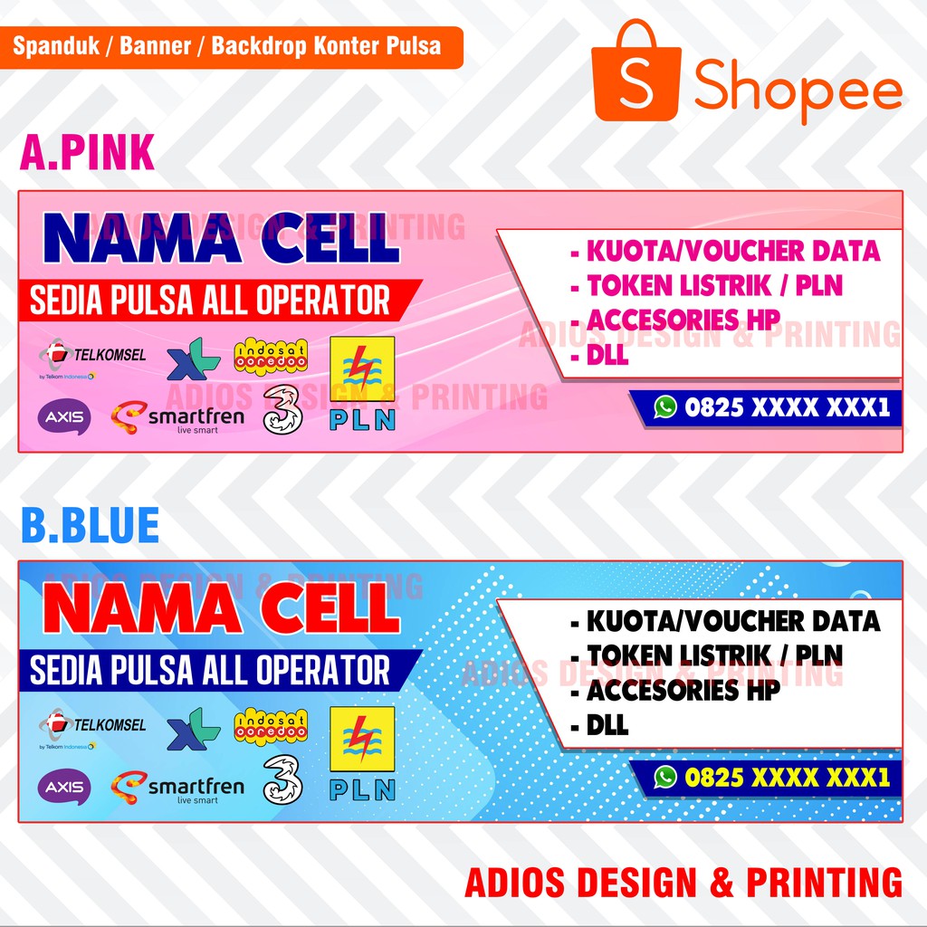Jual Spanduk / Backdrop / Banner Pulsa / Banner Konter Model Pink dan ...