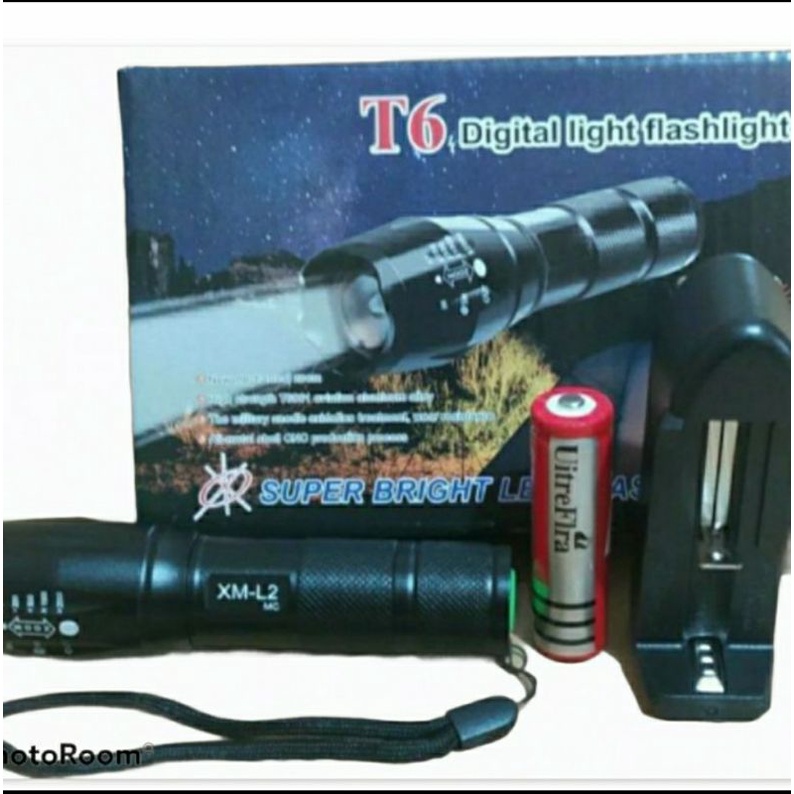 Jual PROMO!! Senter LED Tactical Cree XM-L2/T6 8000Lumens Fullset / Paket Komplit Senter XM-L2 ...