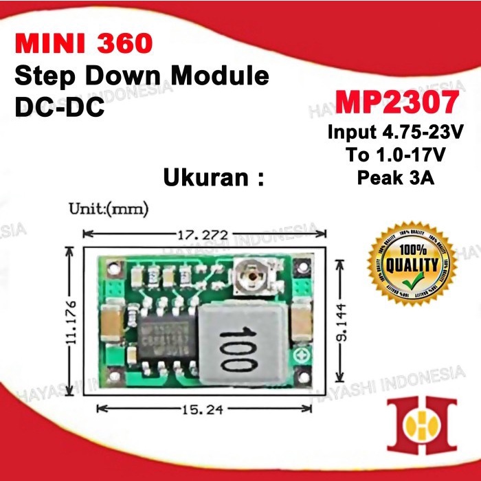 Jual Mini 360 DC DC Step Down Buck Converter Modul Power DC MP2307 | Shopee Indonesia