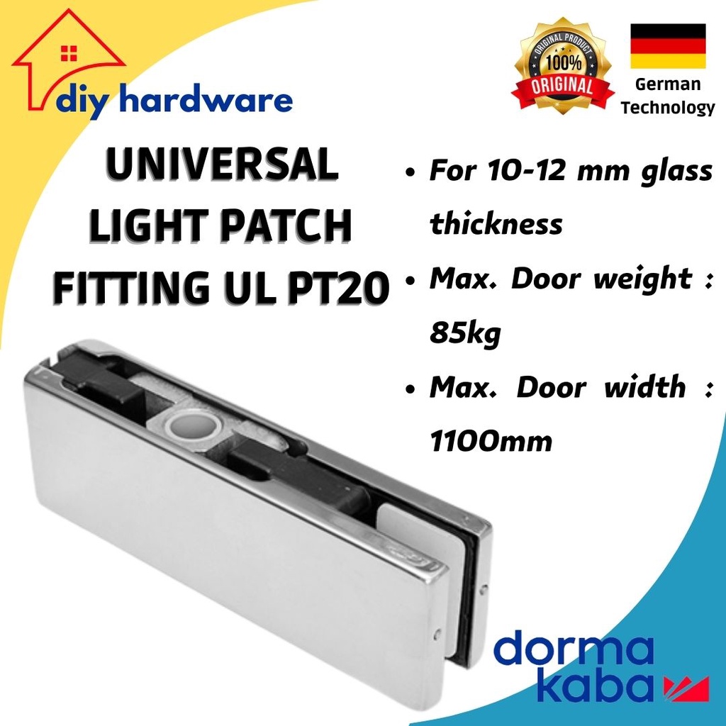 Jual Dorma Patch Fitting Universal Light UL PT20 Penjepit Pintu Kaca PT 20 | Shopee Indonesia
