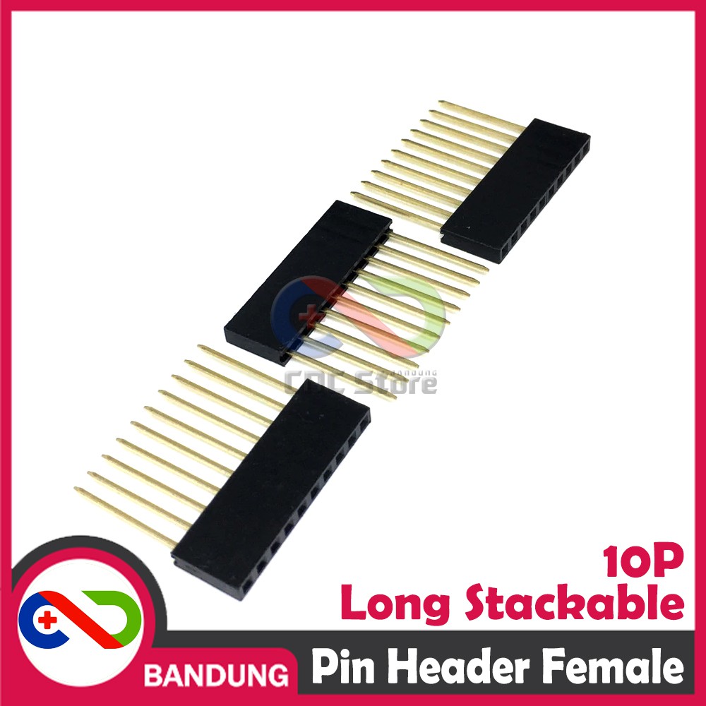 Jual PIN HEADER FEMALE 10 10P 10MM LONG STACKABLE FOR ARDUINO UNO ...