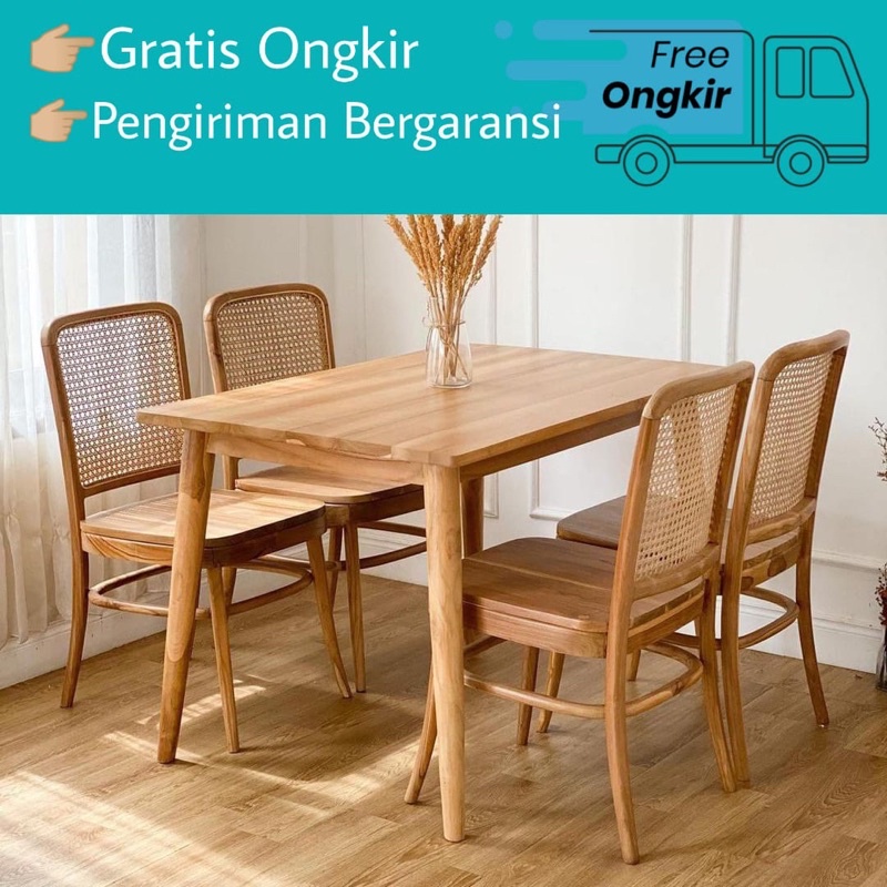 Jual Meja Makan Jati Retro Scandinavian ( Set Meja Makan Retro Kayu Jati ) | Shopee Indonesia