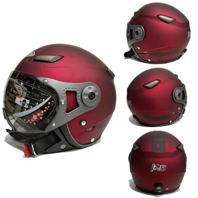 Jual Helm Jpn Momo Pilot Merah Maroon Dof | Shopee Indonesia