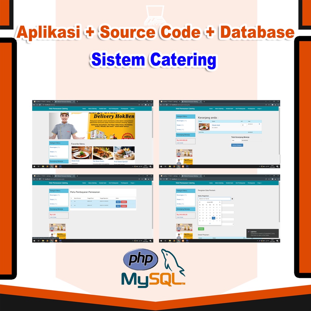 Jual Source Code PHP MYSQL Database Sistem Catering Makanan Pemesanan ...
