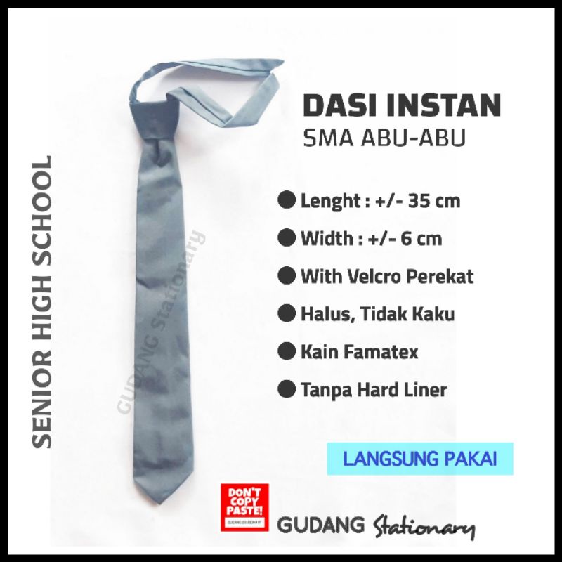 Jual Dasi Instan Seragam SMA Abu-abu Polos | Shopee Indonesia